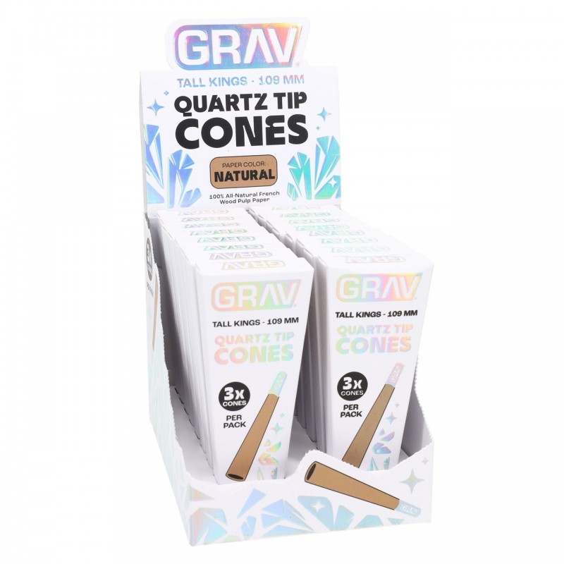 GRAV Tall Kings 109mm Quartz Tip Cones POP Display Box 16CT, thc, dry ...