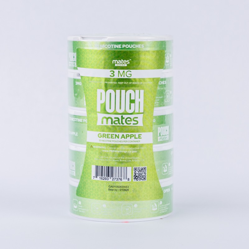 PouchMates 5pk - Green Apple, pouch mates, pouches, nicotine pouch, nic ...