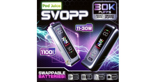 Pod Juice SVOPP 1100mAh Battery Device, svopp 30k disposable flavor pod ...