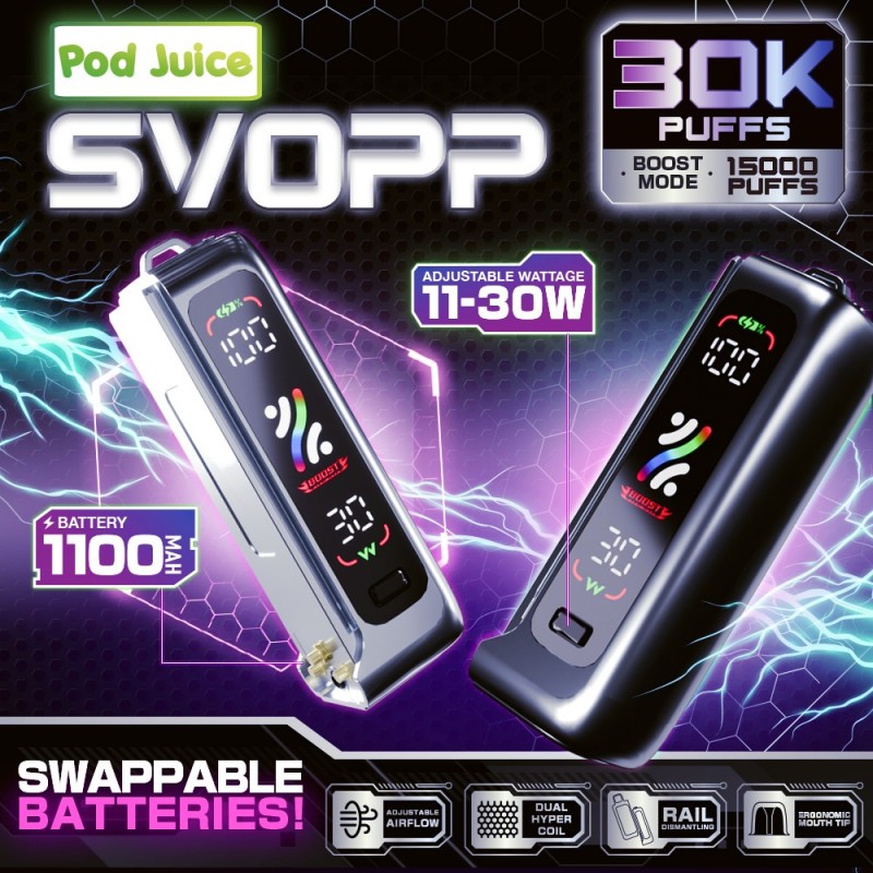 Pod Juice SVOPP 1100mAh Battery Device, svopp 30k disposable flavor pod ...
