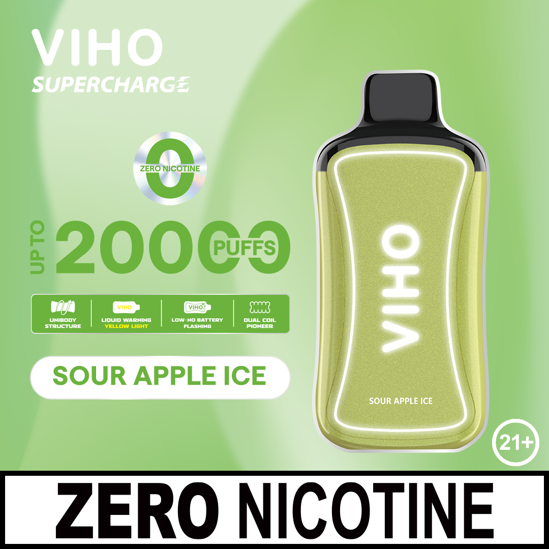 VIHO Supercharge 20K Disposable 0% NICOTINE FREE - Sour Apple Ice, vihoxmas